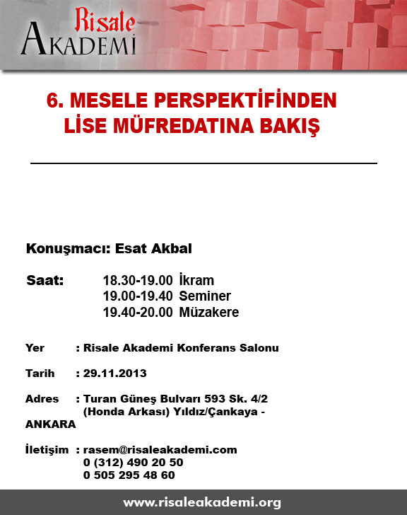 6. Mesele Perspektifinden Lise Müfredatına Bakış semineri